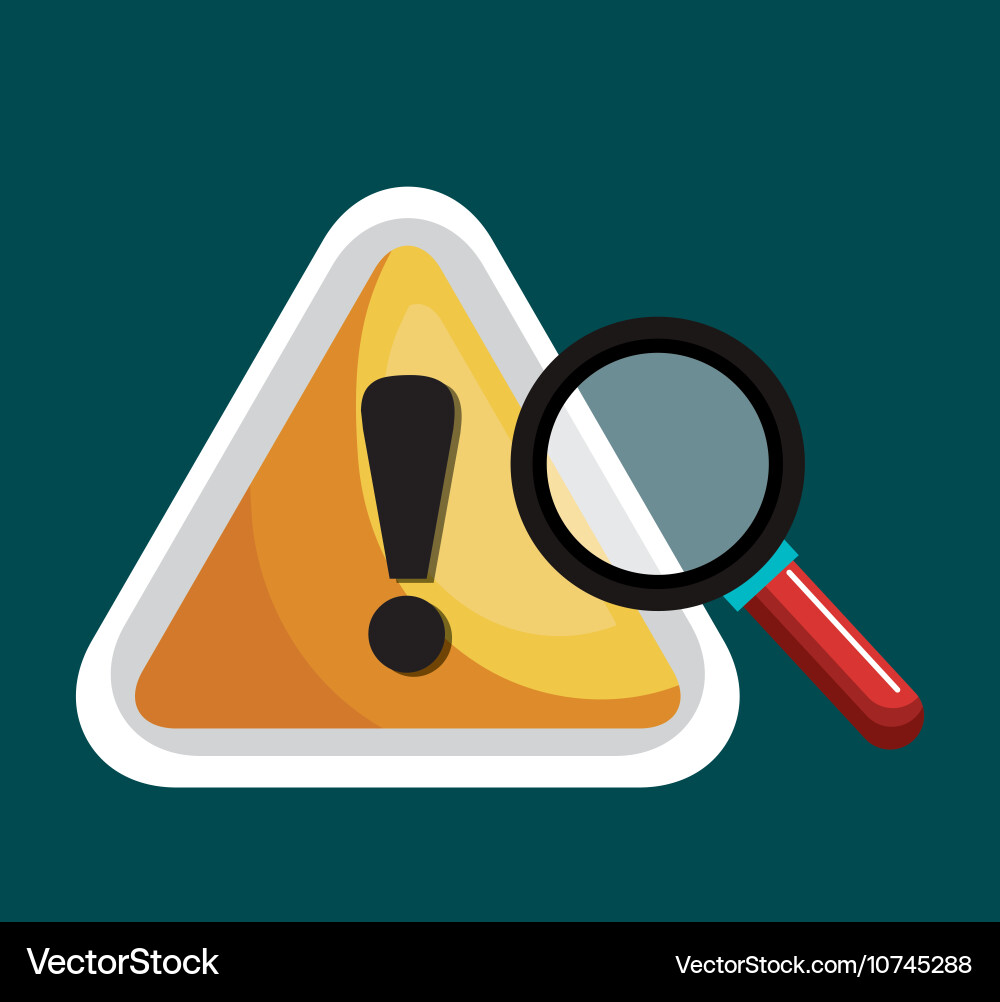 Warning symbol and search graphic isolated Vector Image