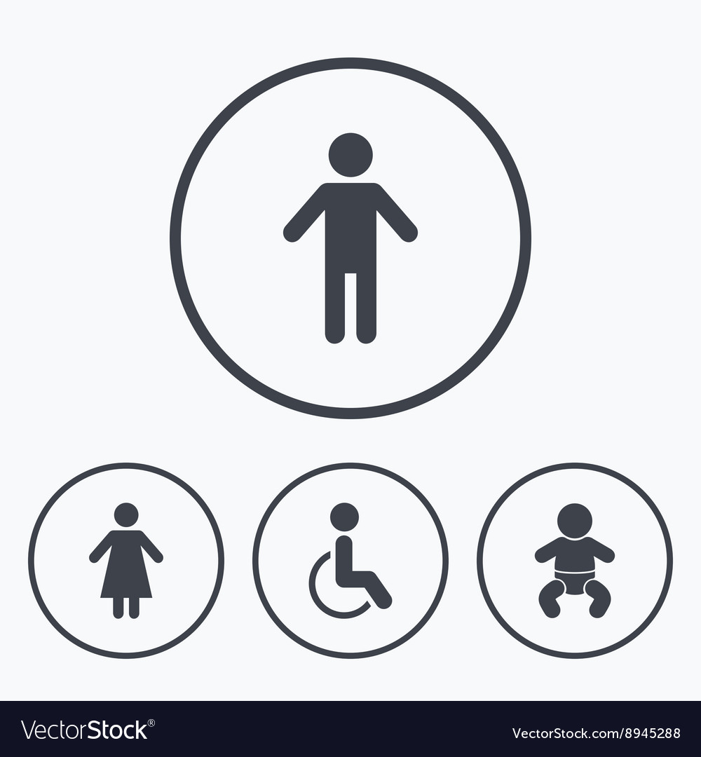 Wc Toilet Icons Human Male Or Female Signs Vector Image