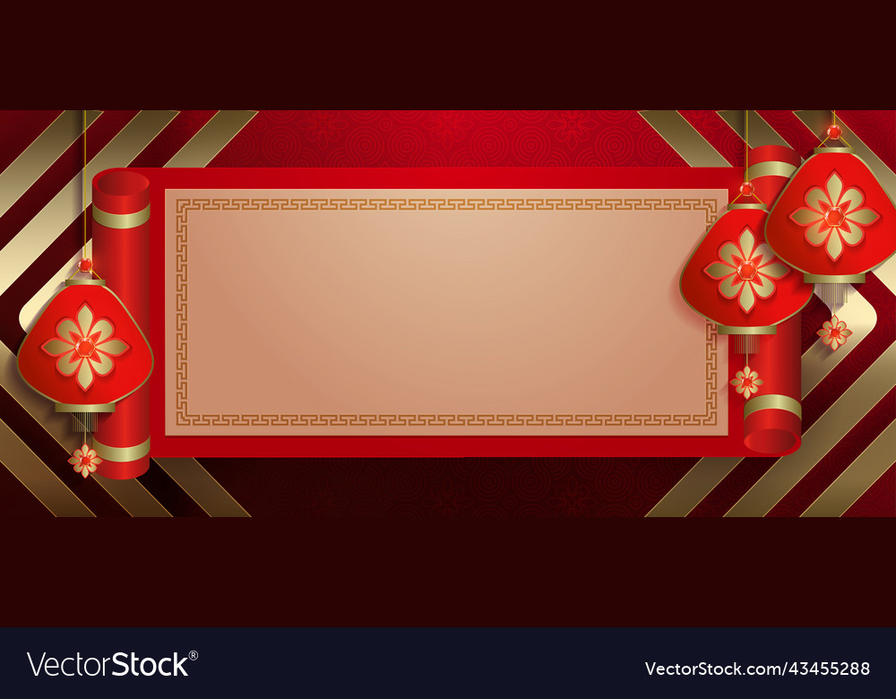 With a rectangular frame red air lanterns Vector Image