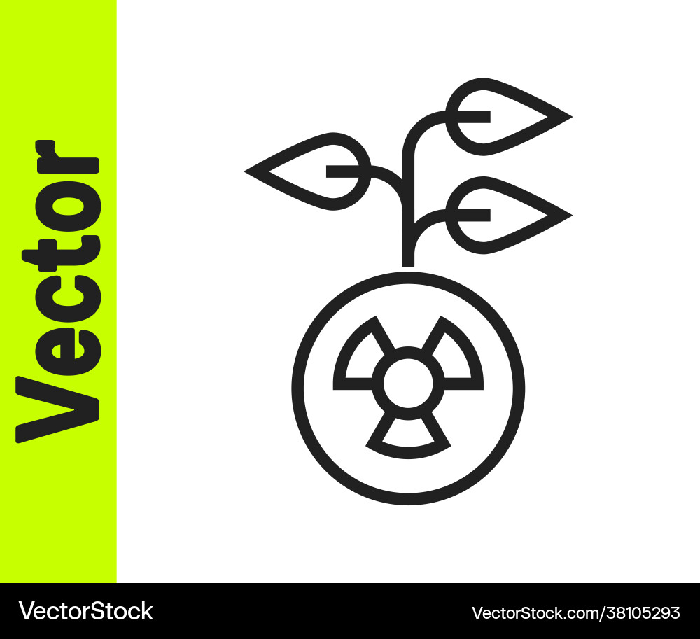 Black line radioactive icon isolated on white Vector Image