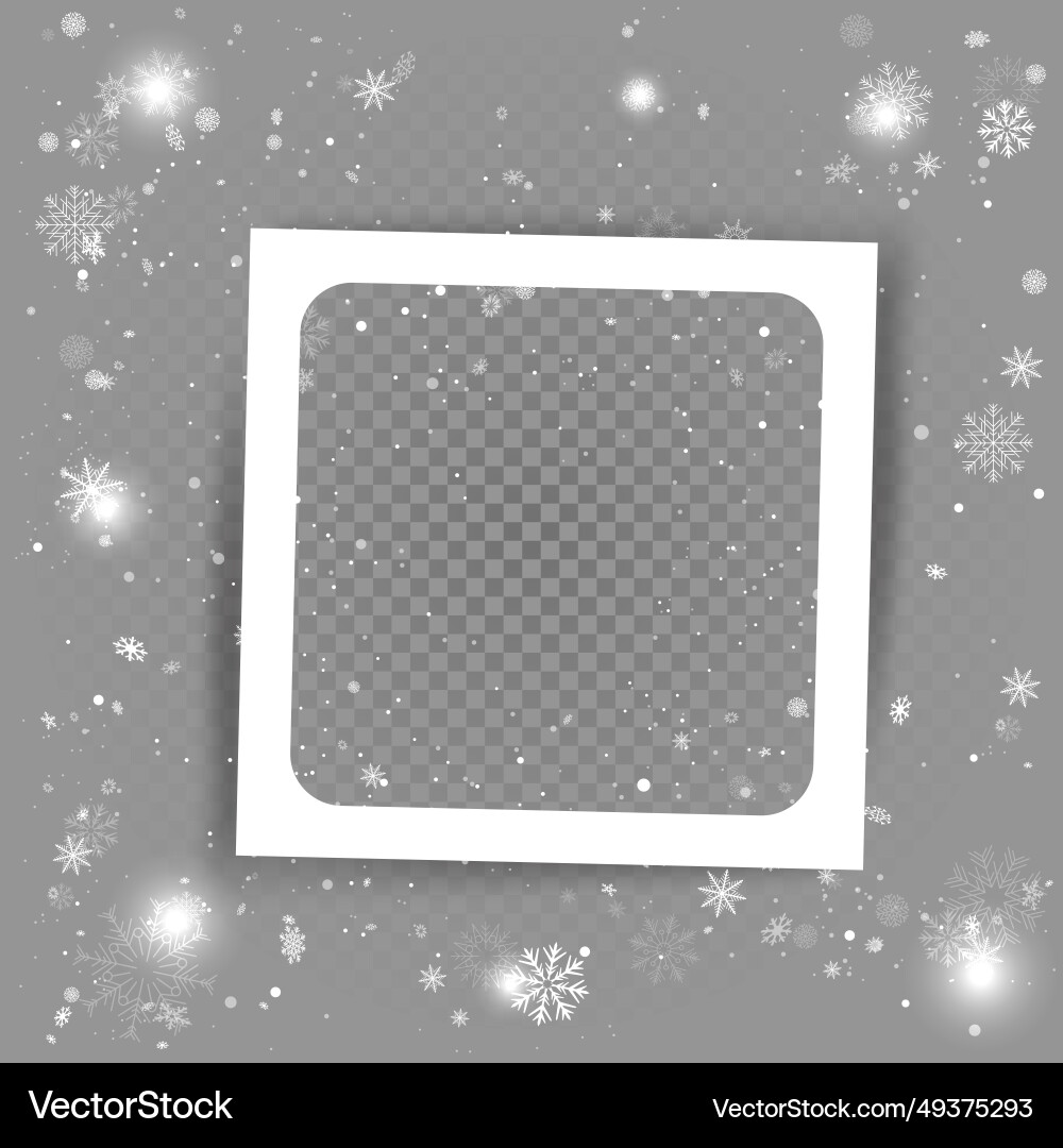 Christmas photo snow frame template with shadows Vector Image
