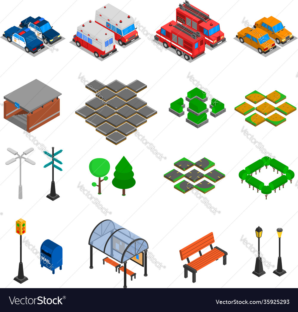 City infrastructure elements set Royalty Free Vector Image