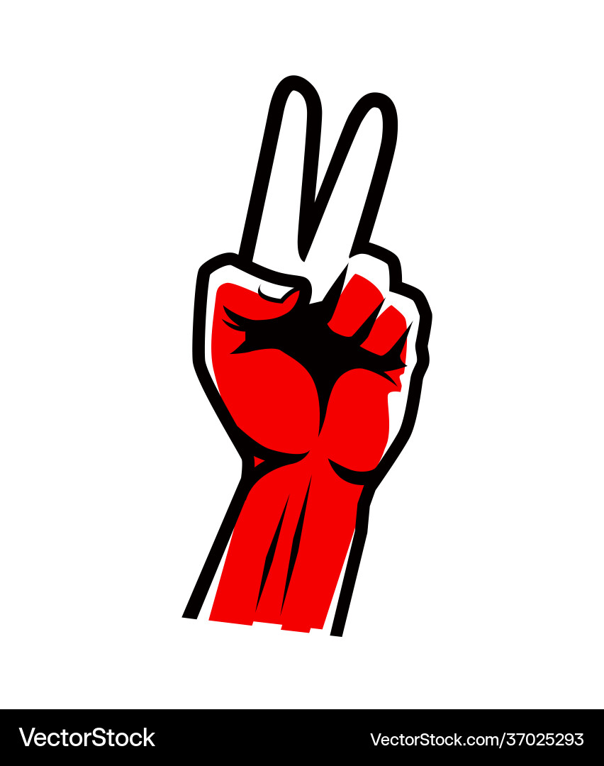 Hand sign victory or peace win symbol Royalty Free Vector