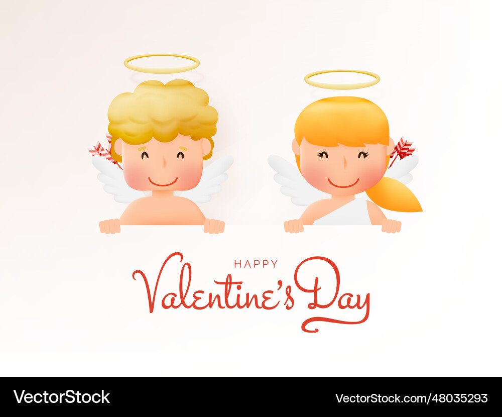 Happy valentines day with cute cupid Royalty Free Vector