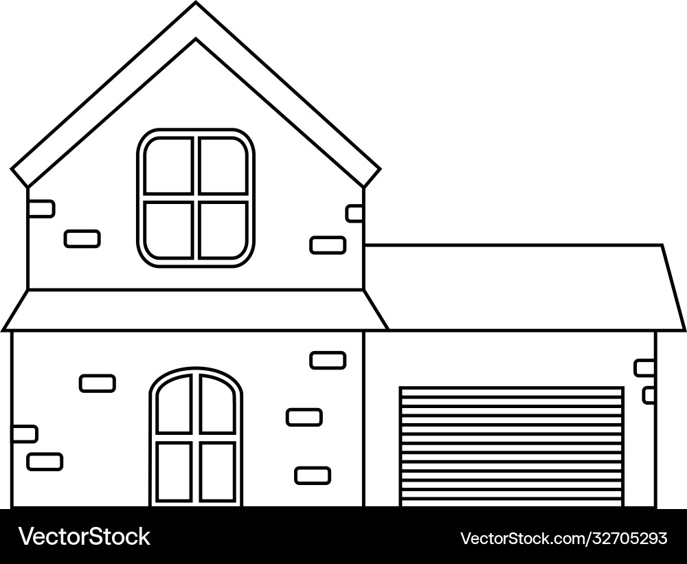 Home line icon front view house symbol Royalty Free Vector