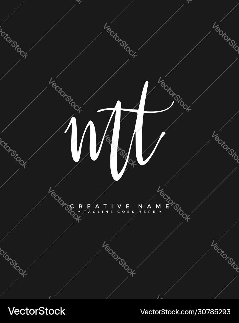 M t mt initial logo signature handwriting Vector Image