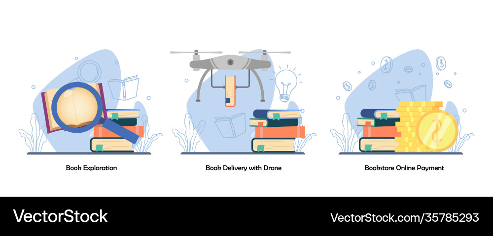 Searching book delivery digital bookstore Vector Image
