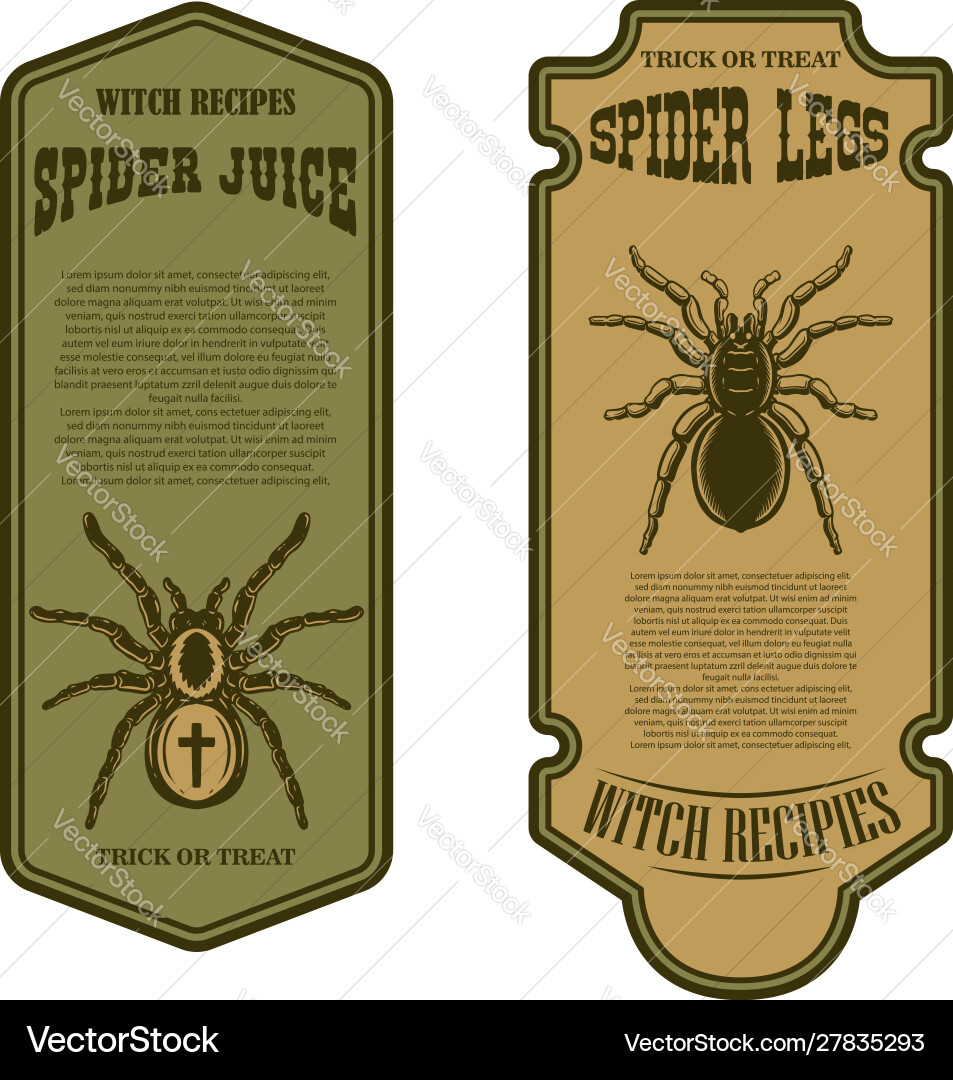 Spider juice legs halloween bottle label Vector Image