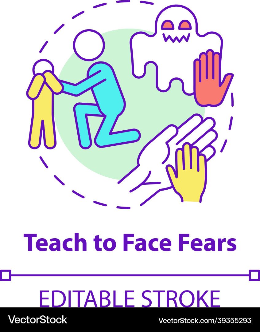 Teach to face fears concept icon Royalty Free Vector Image