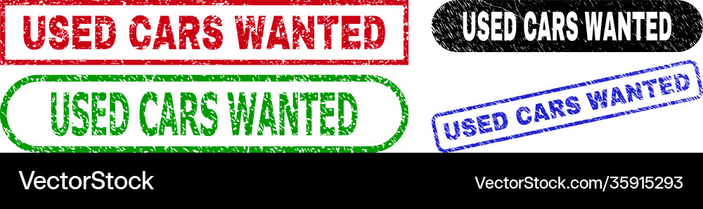 Used cars wanted rectangle seals using grunged Vector Image