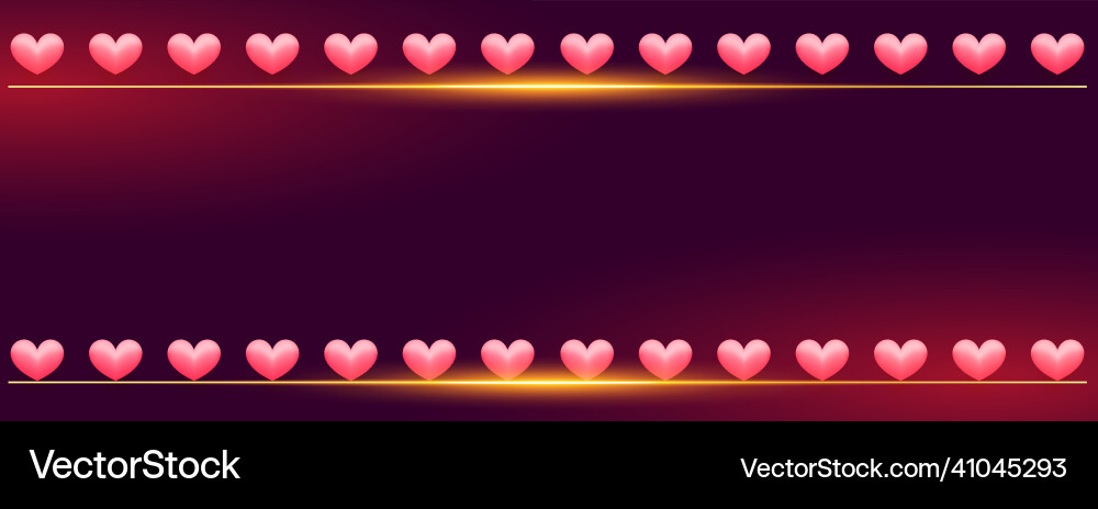 Valentines day banner with hearts border design Vector Image