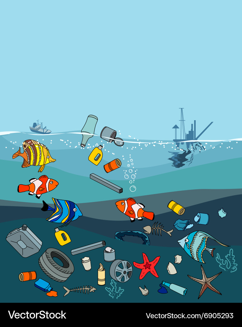 Water pollution in ocean garbage and waste Vector Image