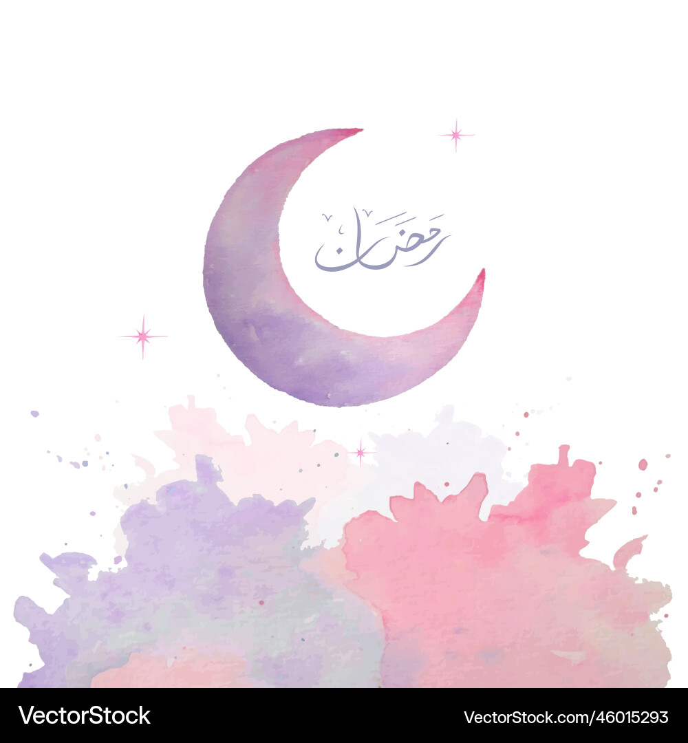Watercolor crescent ramadan greetings design Vector Image
