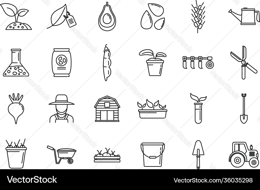 Agronomist tools icons set outline style Vector Image