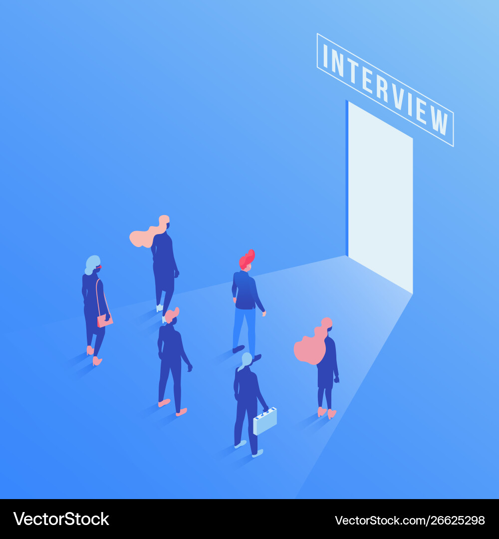 Candidates waiting job interview isometric Vector Image