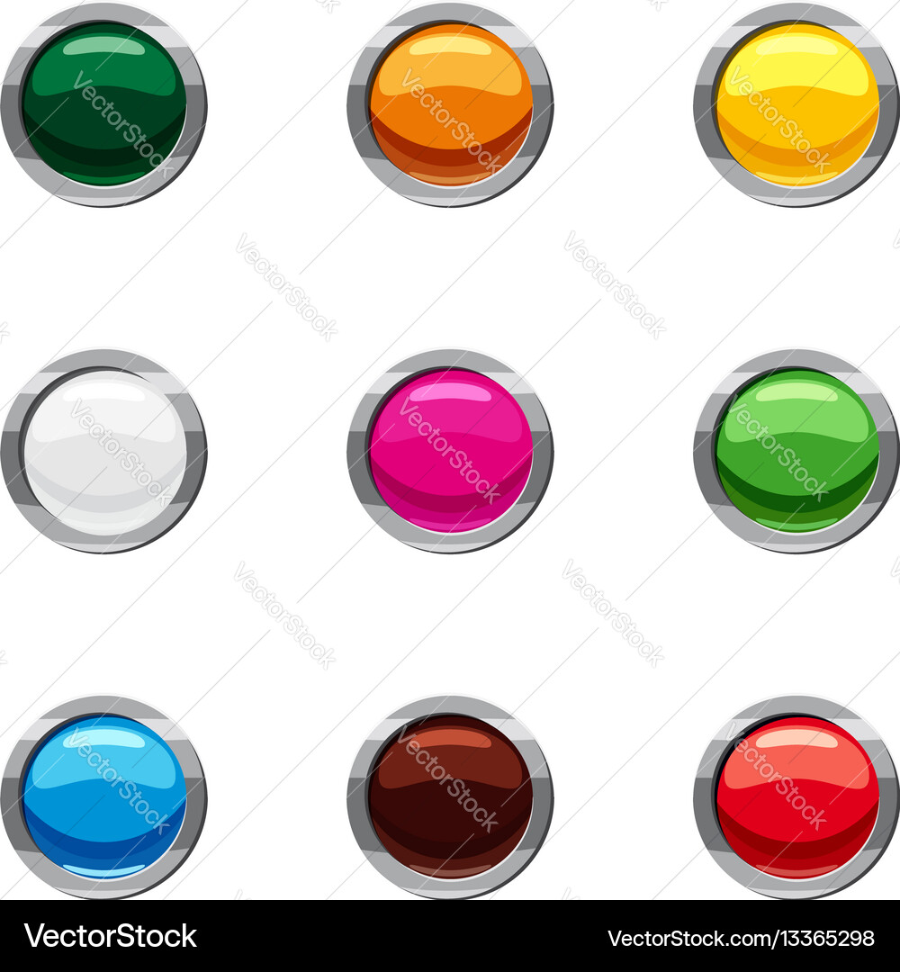 Different buttons icons set cartoon style Vector Image