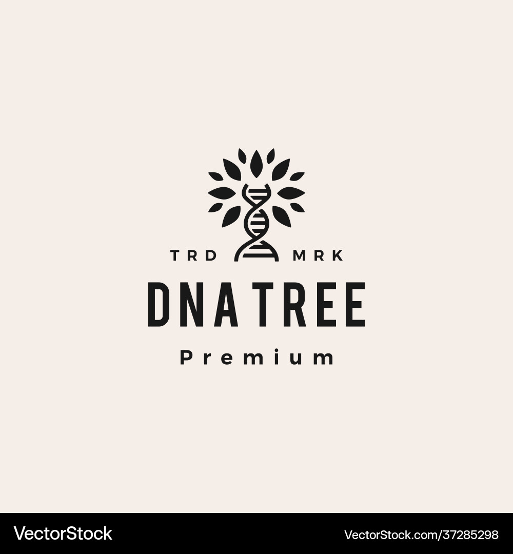 Dna tree hipster vintage logo icon Royalty Free Vector Image