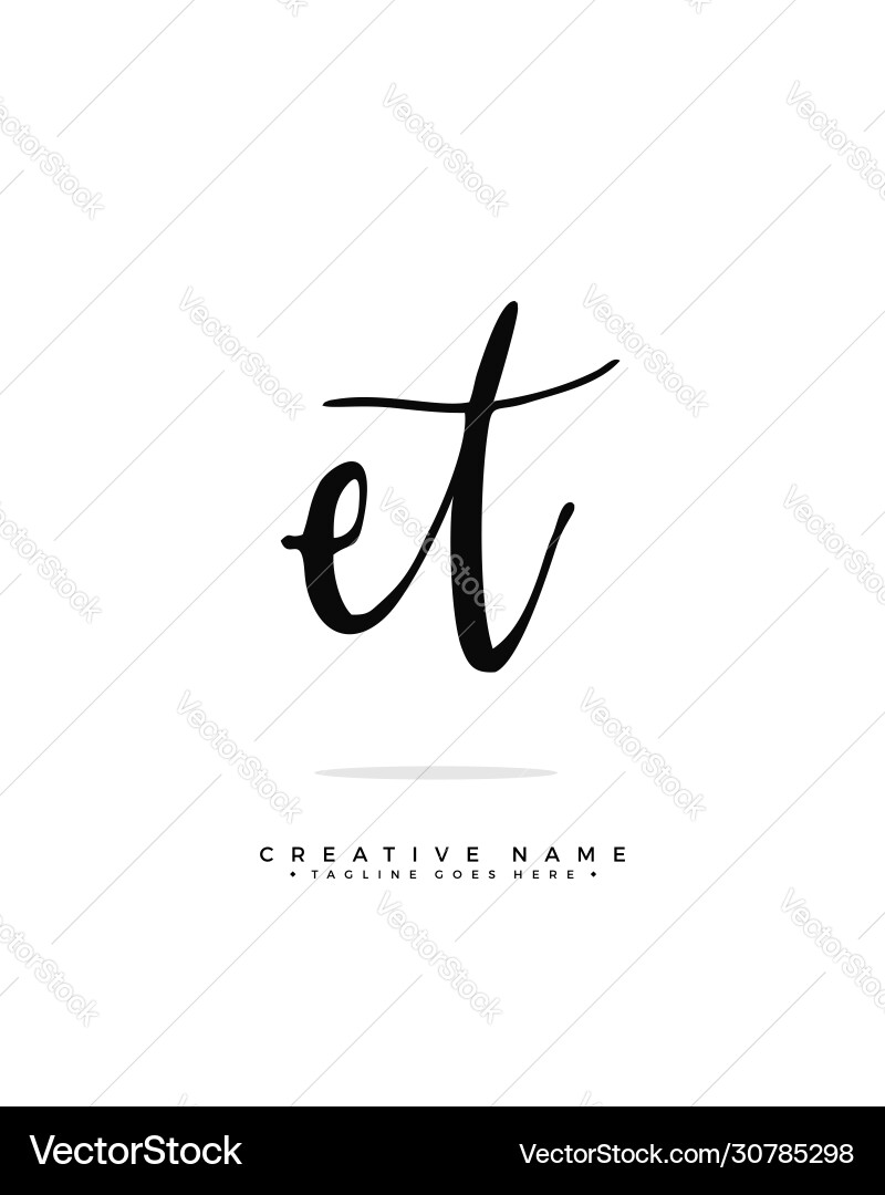 E t et initial logo signature handwriting Vector Image