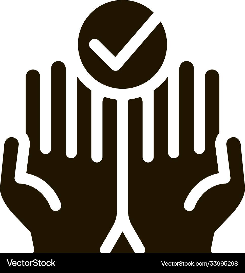 Hands fingers palms up approved mark glyph icon Vector Image