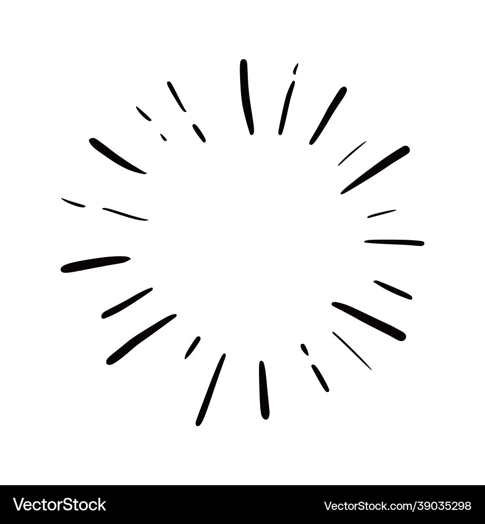 Line doodle ray sparkle sunburst sunshine Vector Image