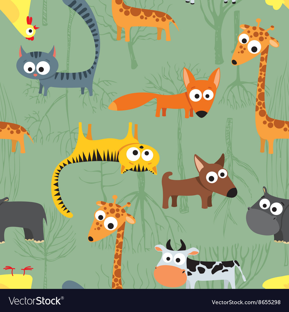 Seamless background pattern with animals Vector Image