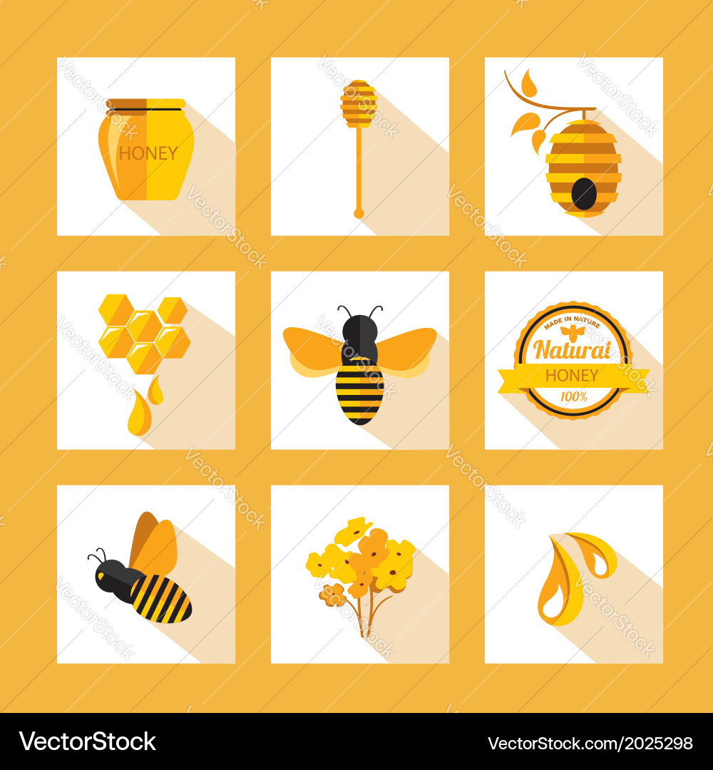 Set honey badges and labels abstract bee design Vector Image