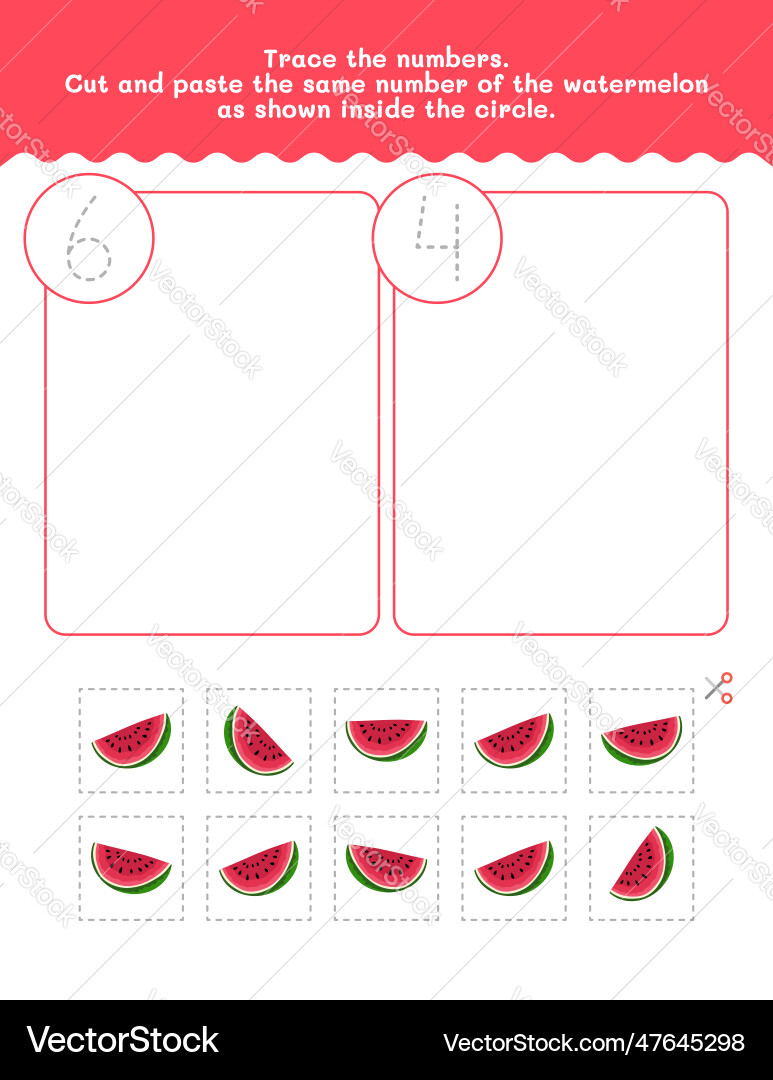 Six and four counting and tracing number Vector Image