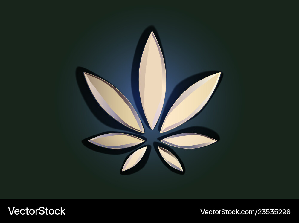 Stylish cannabis marijuana hemp leaf flat symbol Vector Image