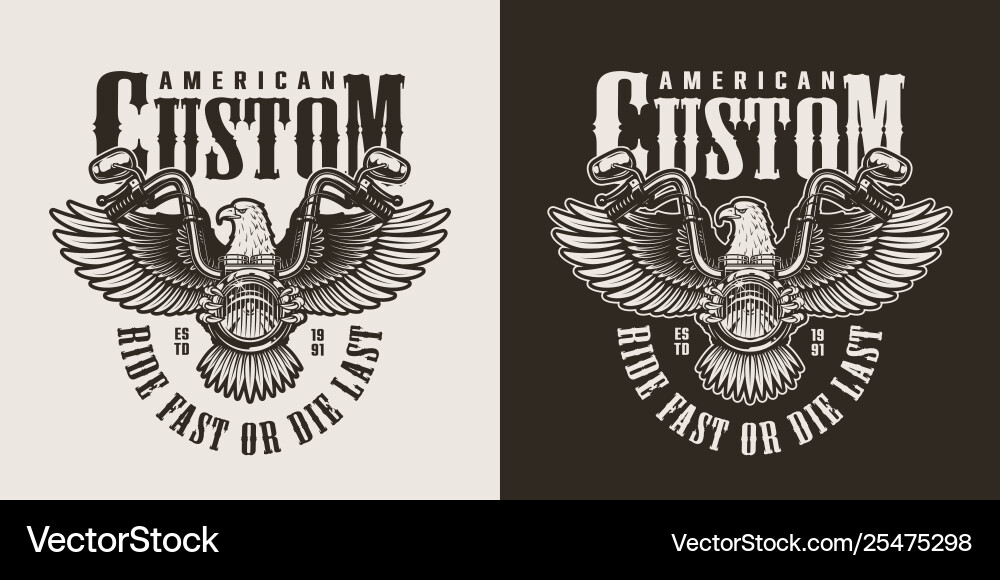 Vintage monochrome custom motorcycle emblem Vector Image