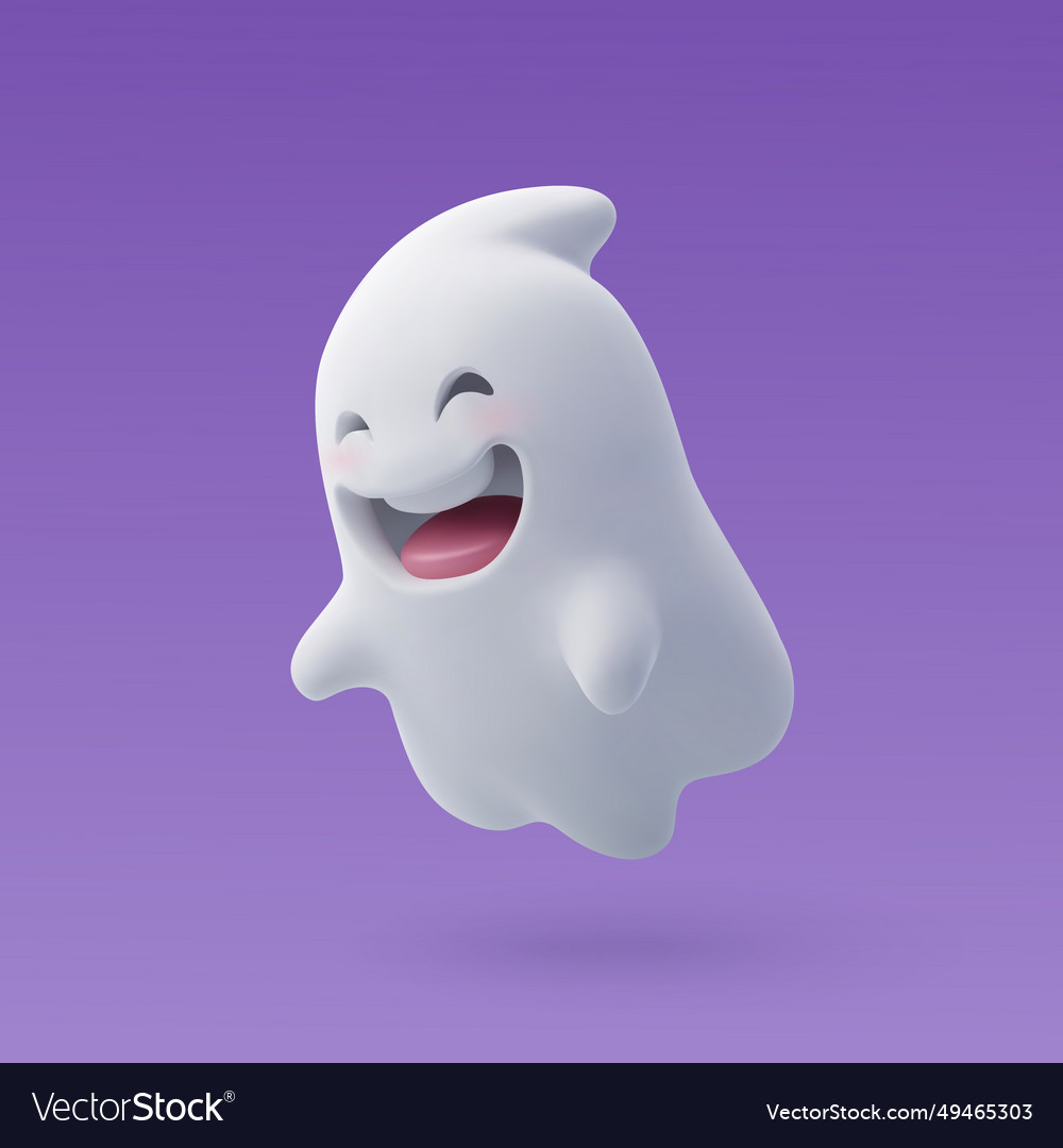 3d cute ghost halloween holiday Royalty Free Vector Image