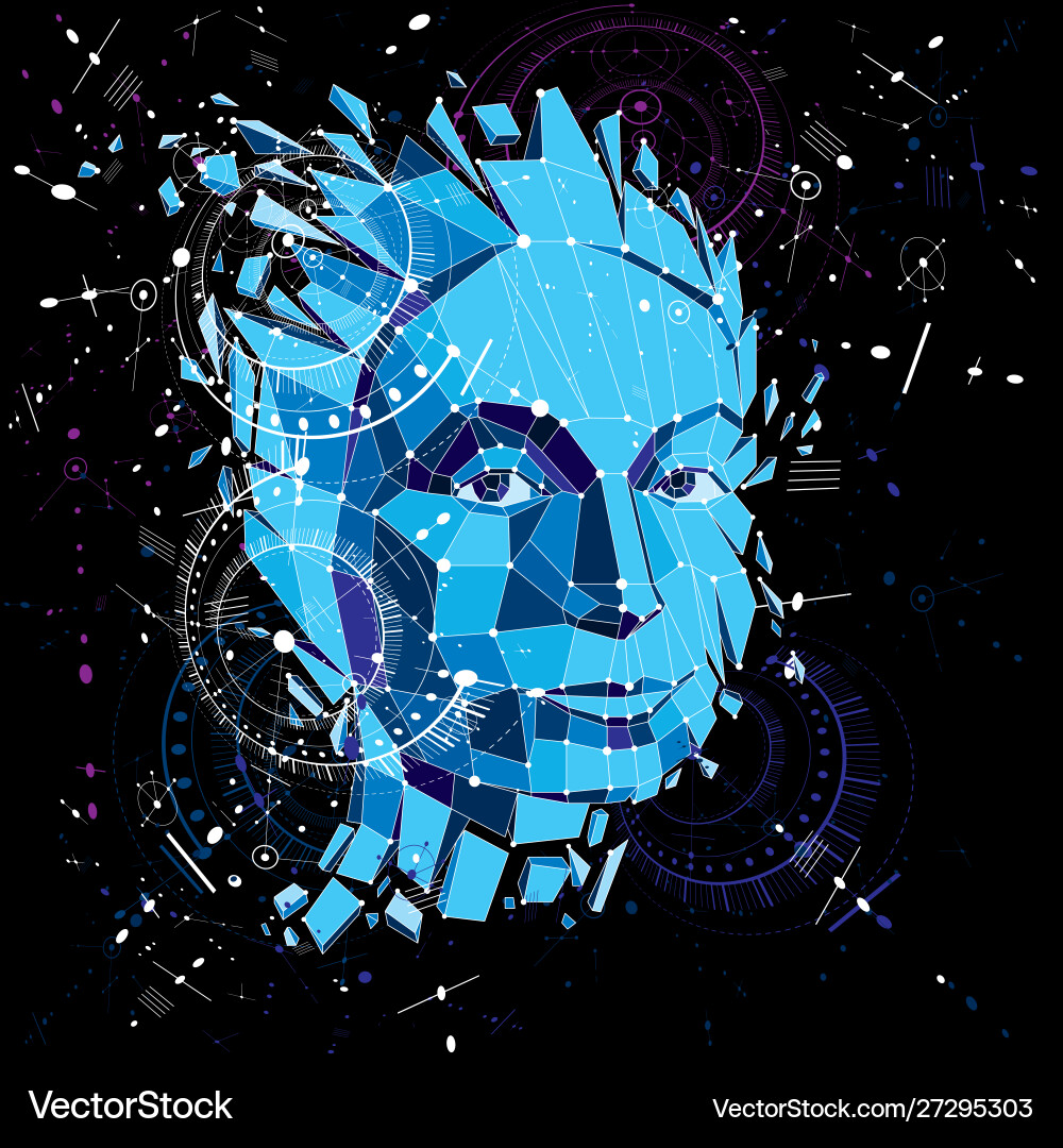 3d low poly portrait a smart woman human Vector Image