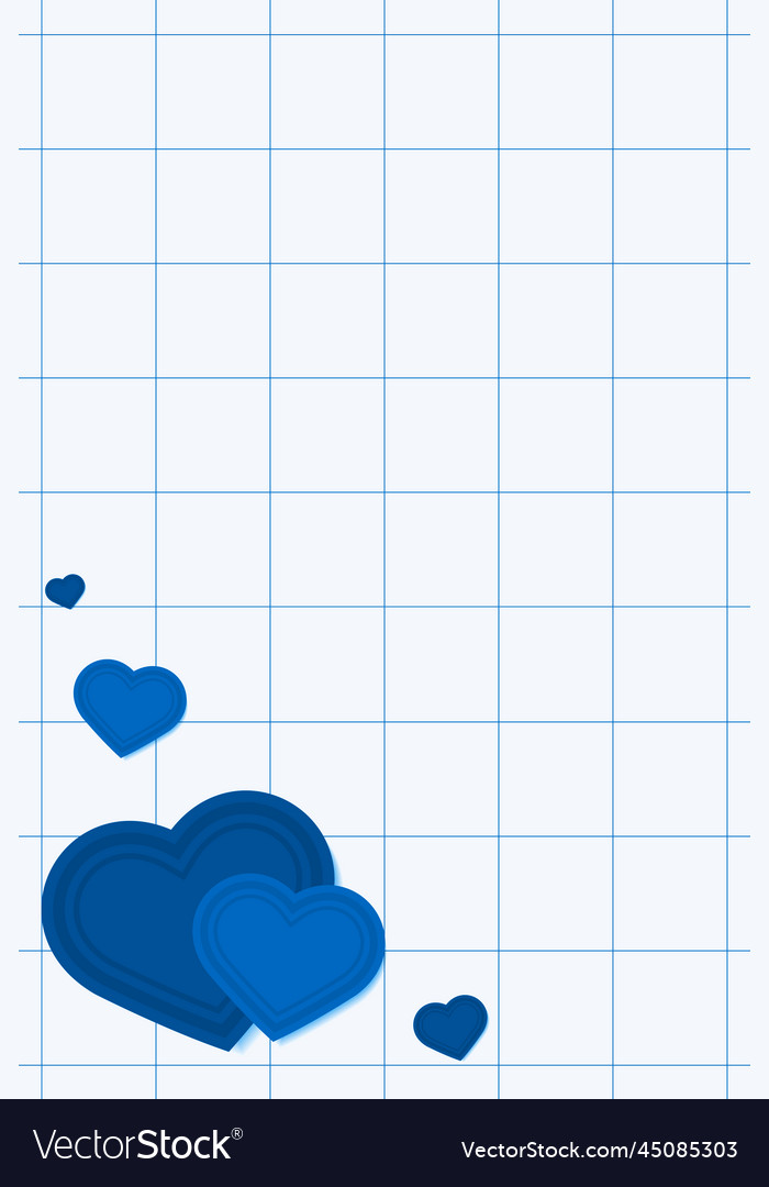 Blue heart corner border grid pattern background Vector Image