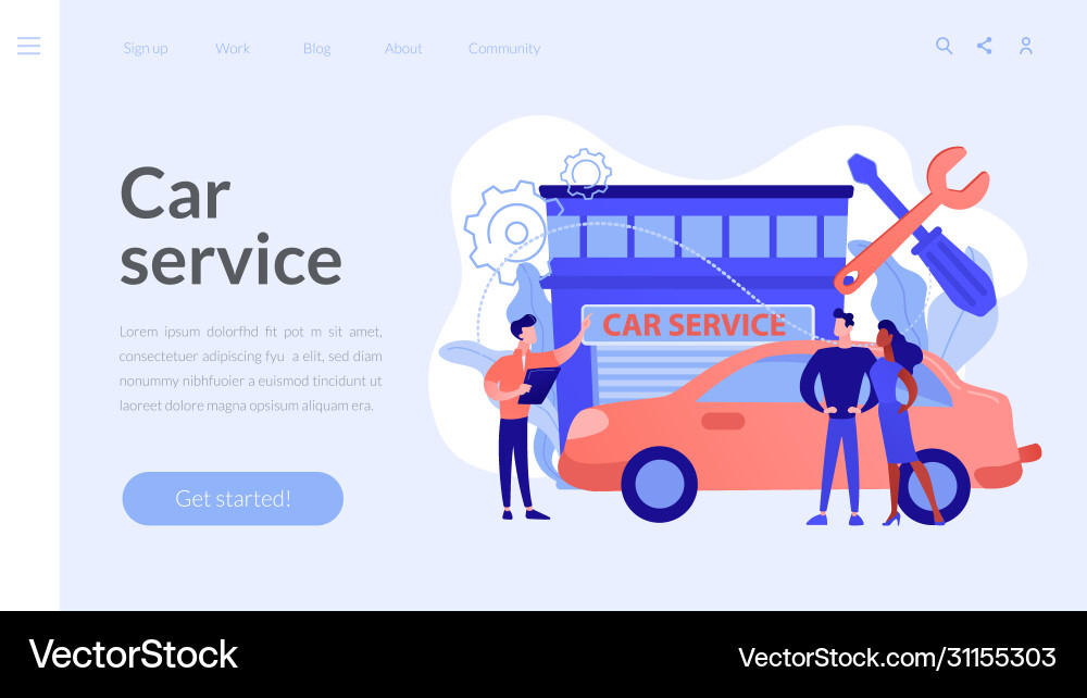 Car service concept landing page Royalty Free Vector Image