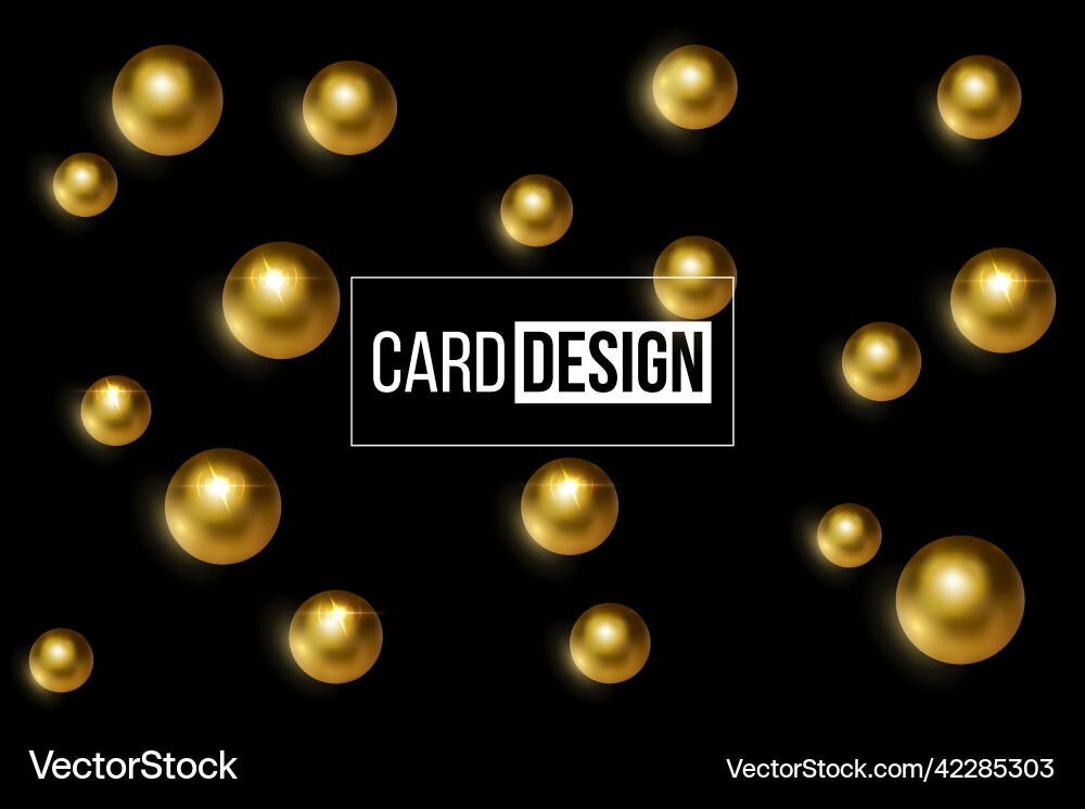 Card design template shiny golden balls Royalty Free Vector