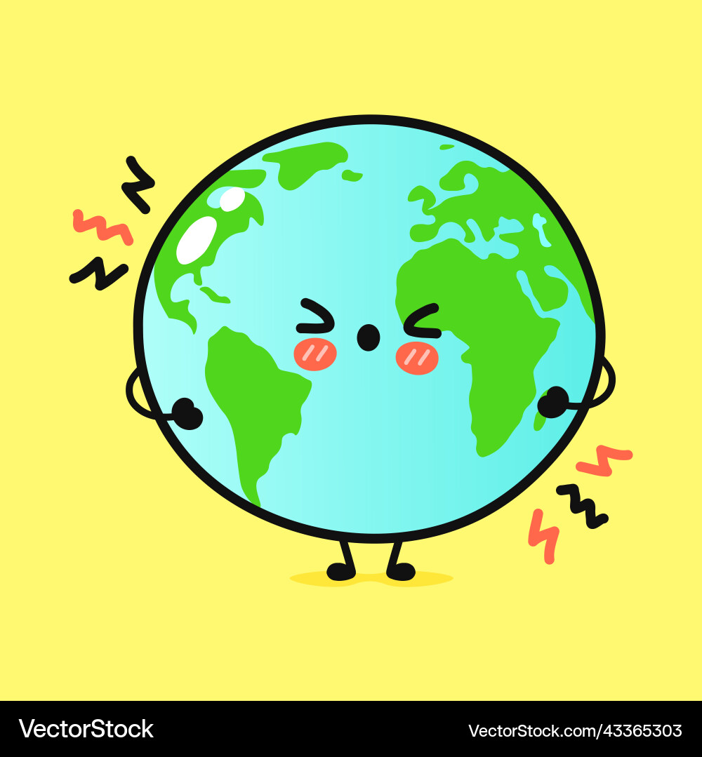 Cute angry planet earth character hand drawn Vector Image