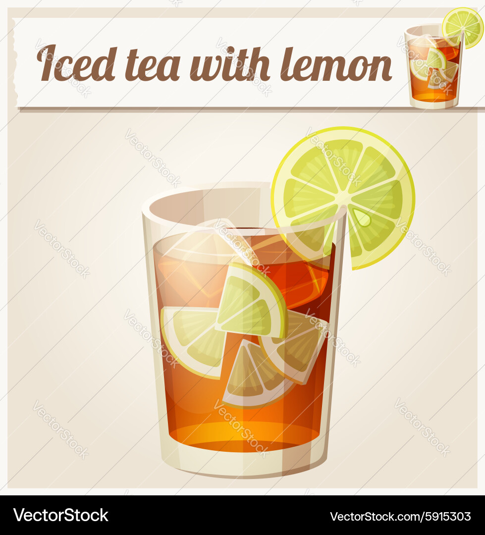 Glass iced tea detailed icon Royalty Free Vector Image