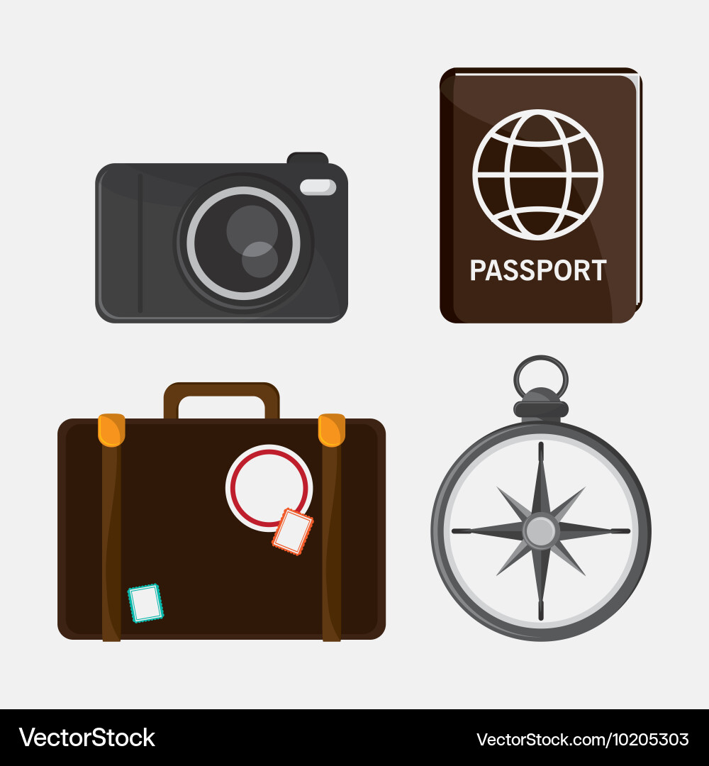 Icon set travel vacations trip graphic Royalty Free Vector