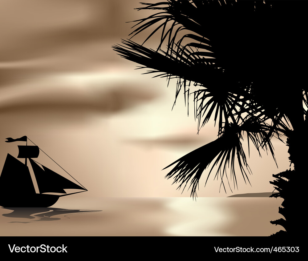 Sunset at sea Royalty Free Vector Image - VectorStock