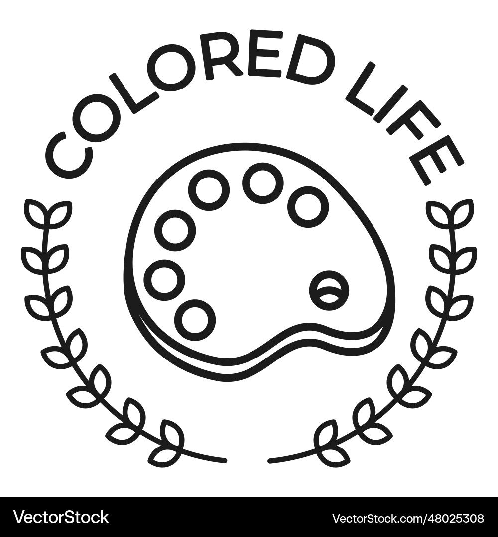 Colored life branch palette badge stroke Vector Image