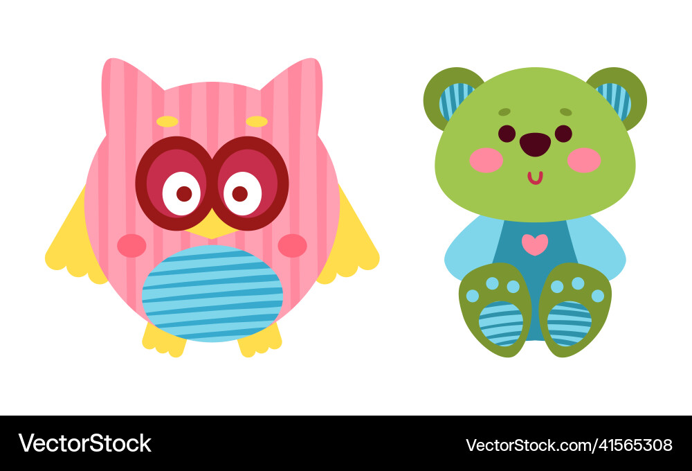 Fluffy toy sewn from textile and stuffed Vector Image