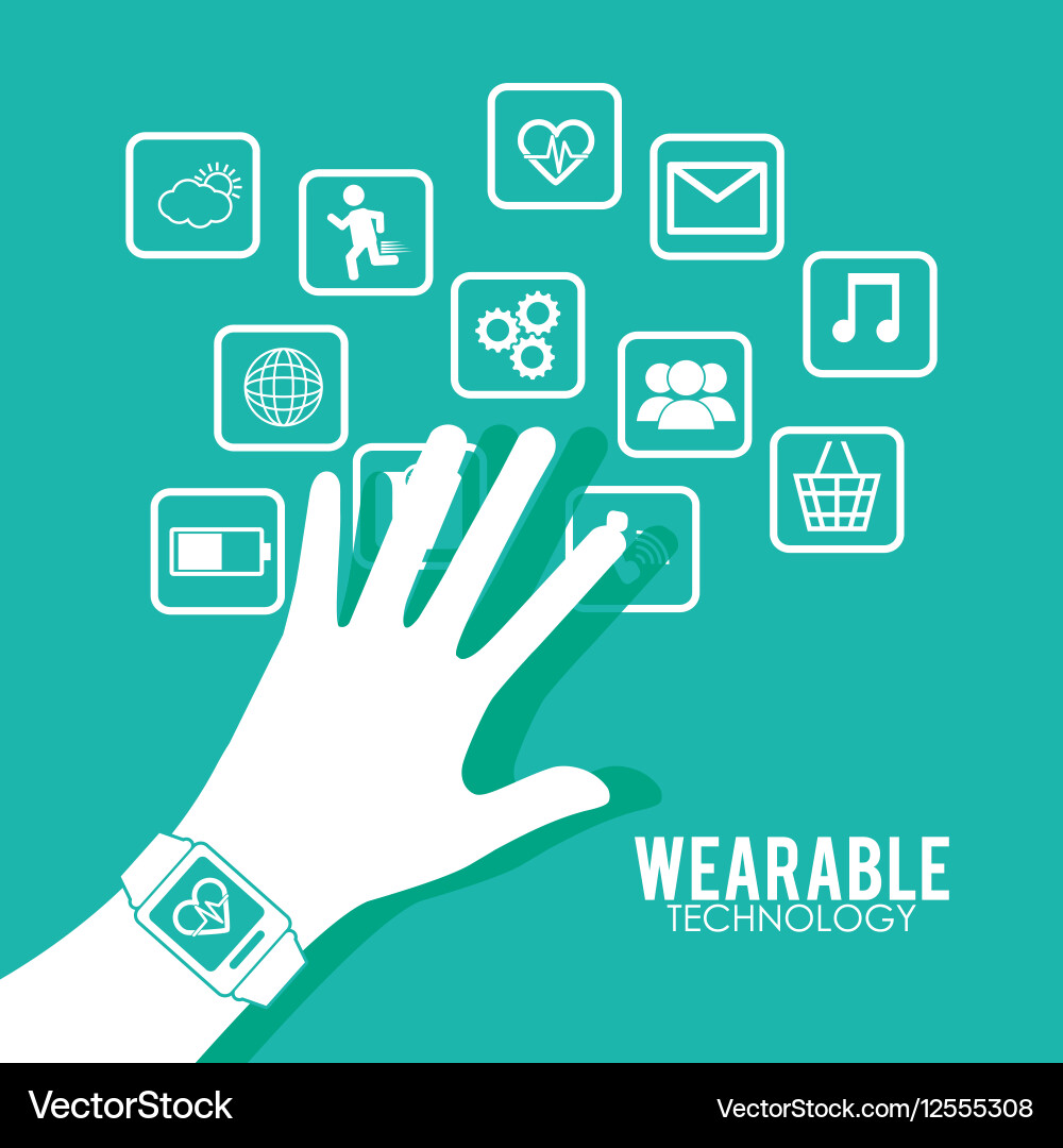 Hand wearing smart watch wearable technology Vector Image