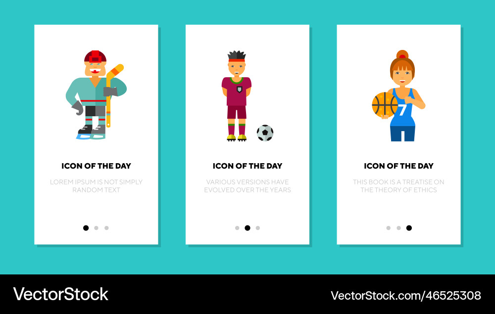 Happy sportsman thin flat icon set Royalty Free Vector Image