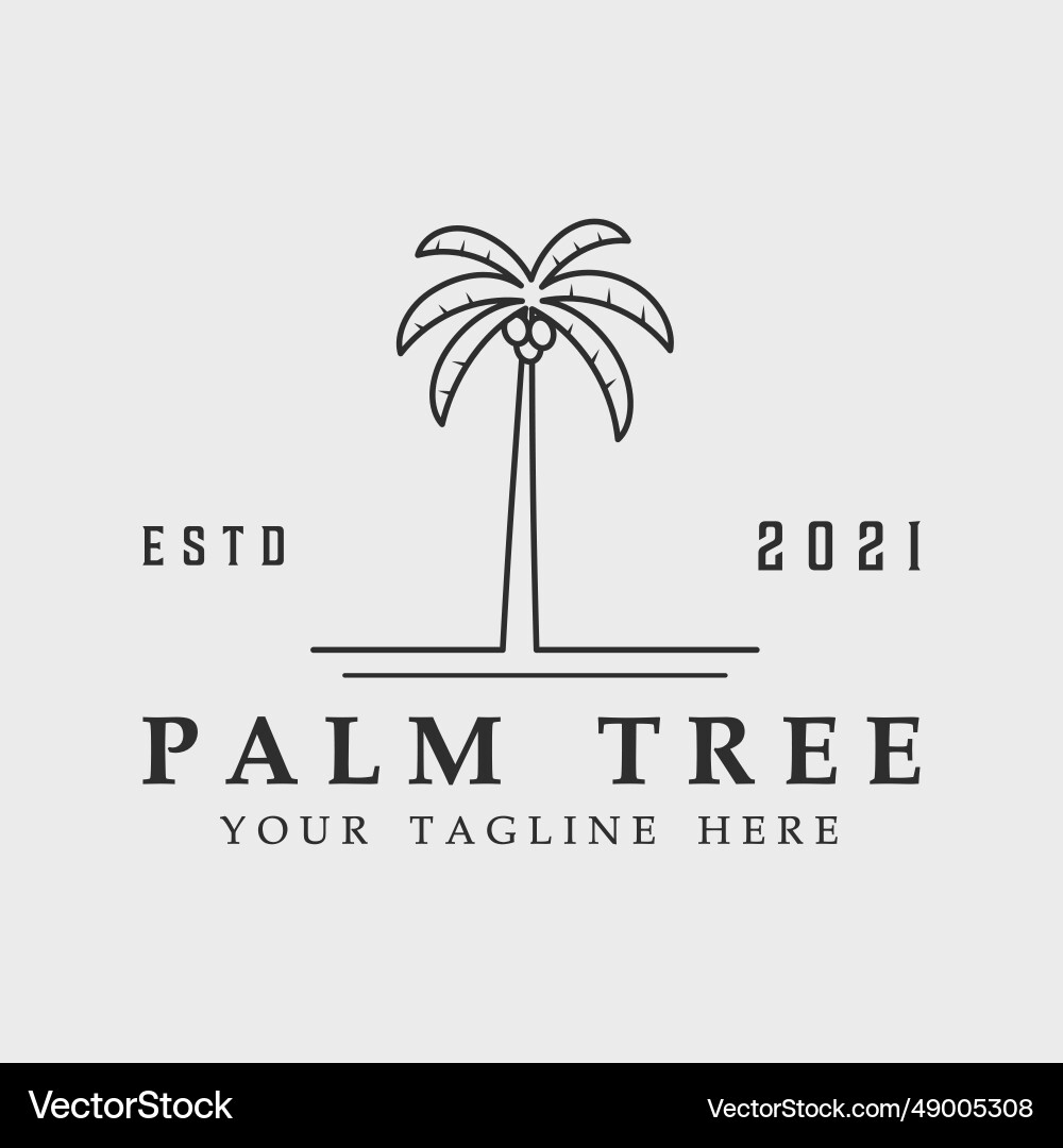 Palm tree line art logo symbol graphic design Vector Image