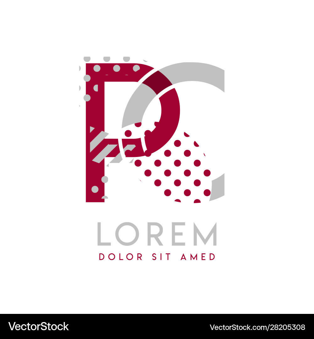 Pc simple logo design with gray and maroon color Vector Image