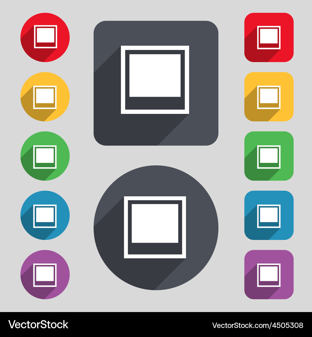 Photo frame template icon sign a set 12 colored Vector Image