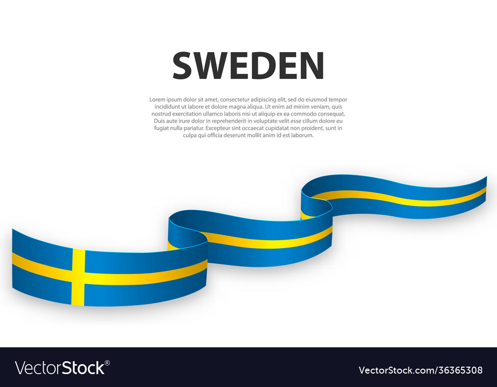 Waving ribbon or banner with flag sweden Vector Image