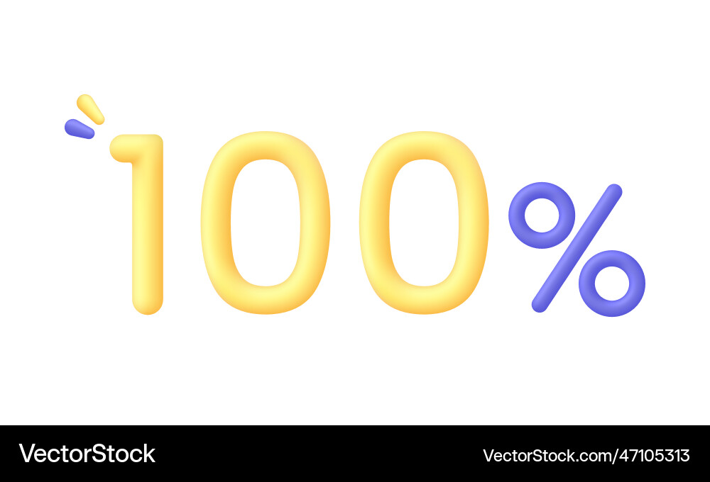 3d 100 percent icon modern in style Royalty Free Vector
