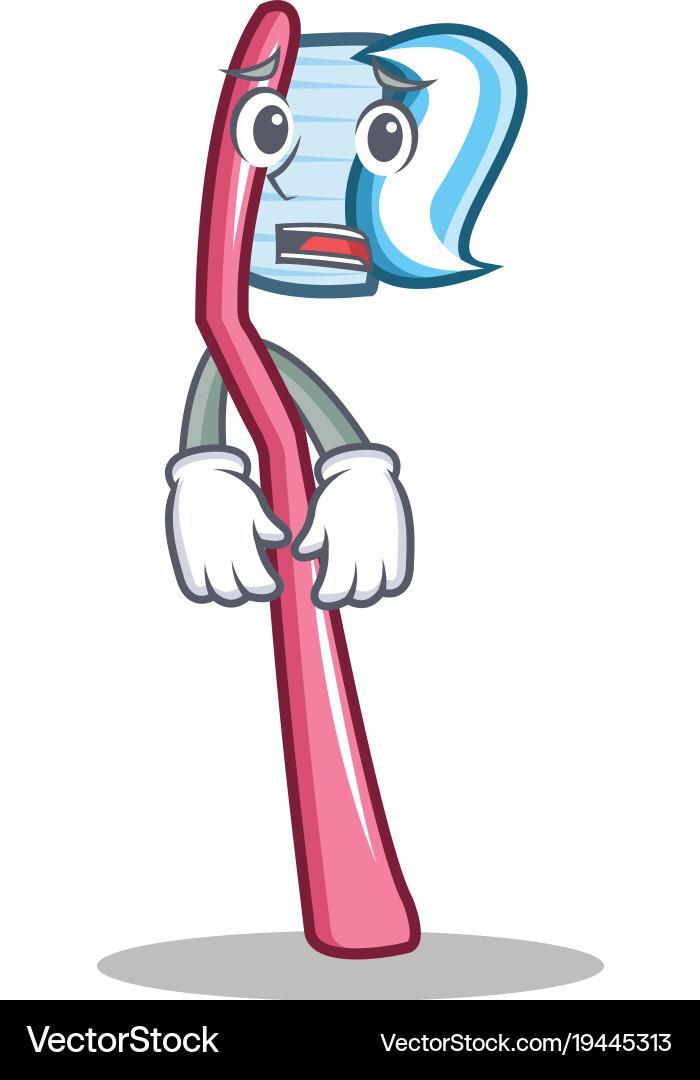 Afraid toothbrush mascot cartoon style Royalty Free Vector