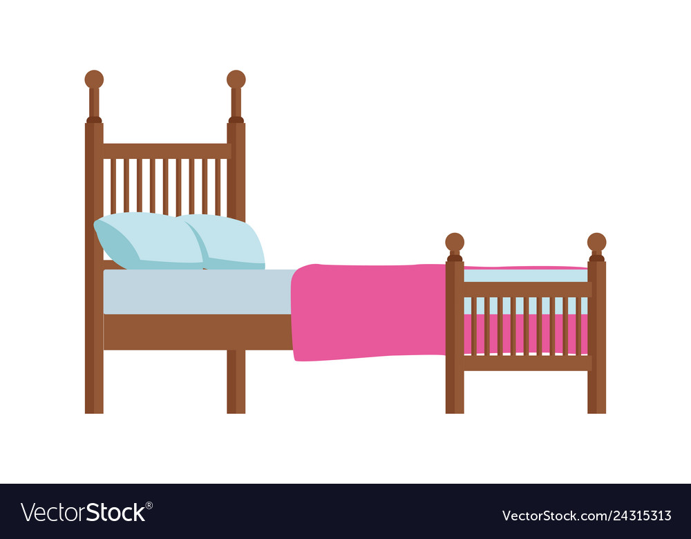 Bed queen size Royalty Free Vector Image - VectorStock