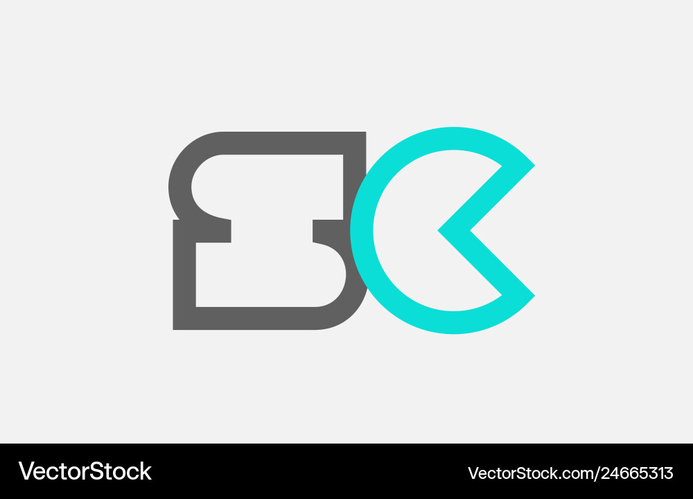 Blue grey alphabet letter sc s c combination for Vector Image